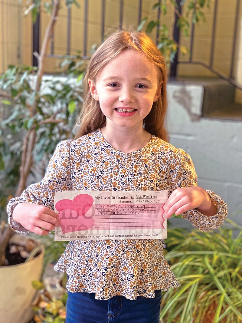 Stephens recognized as Teacher with Heart - Southern Standard